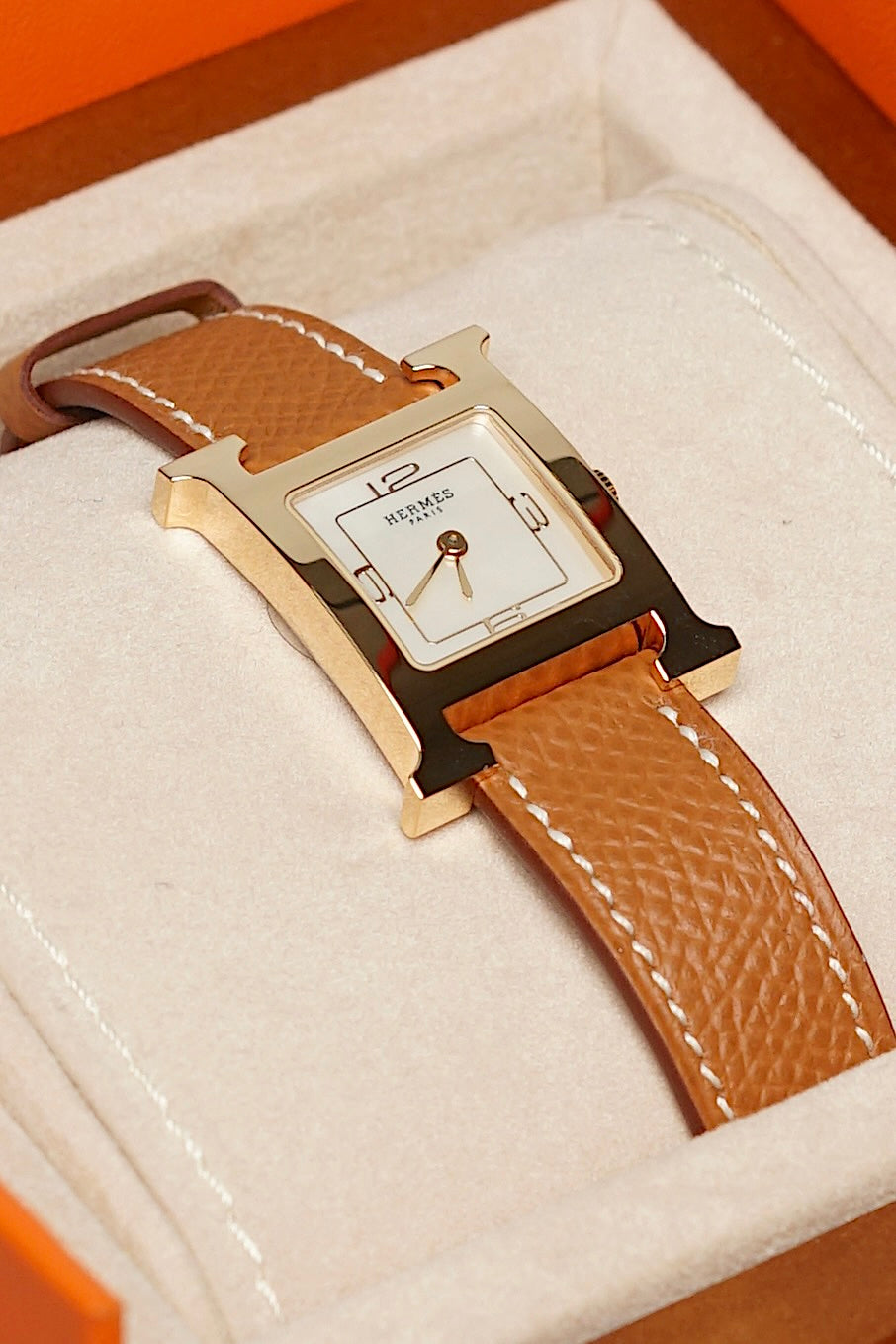 Hermes Heure H PM Watch in Gold Ghw (Brand New)– orange porter