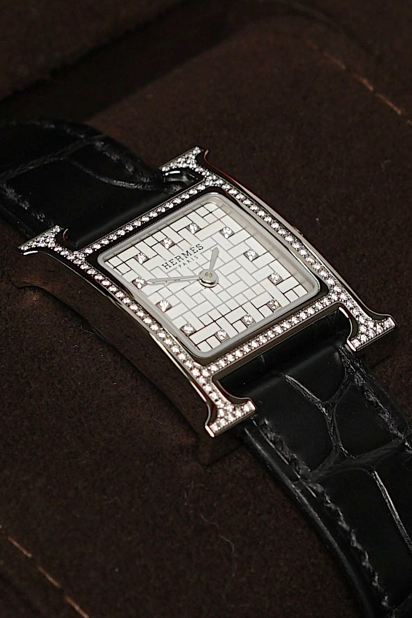 Hermes Heure H Watch Mini in Black Matte Croc (Brand New)– ORANGEPORTER