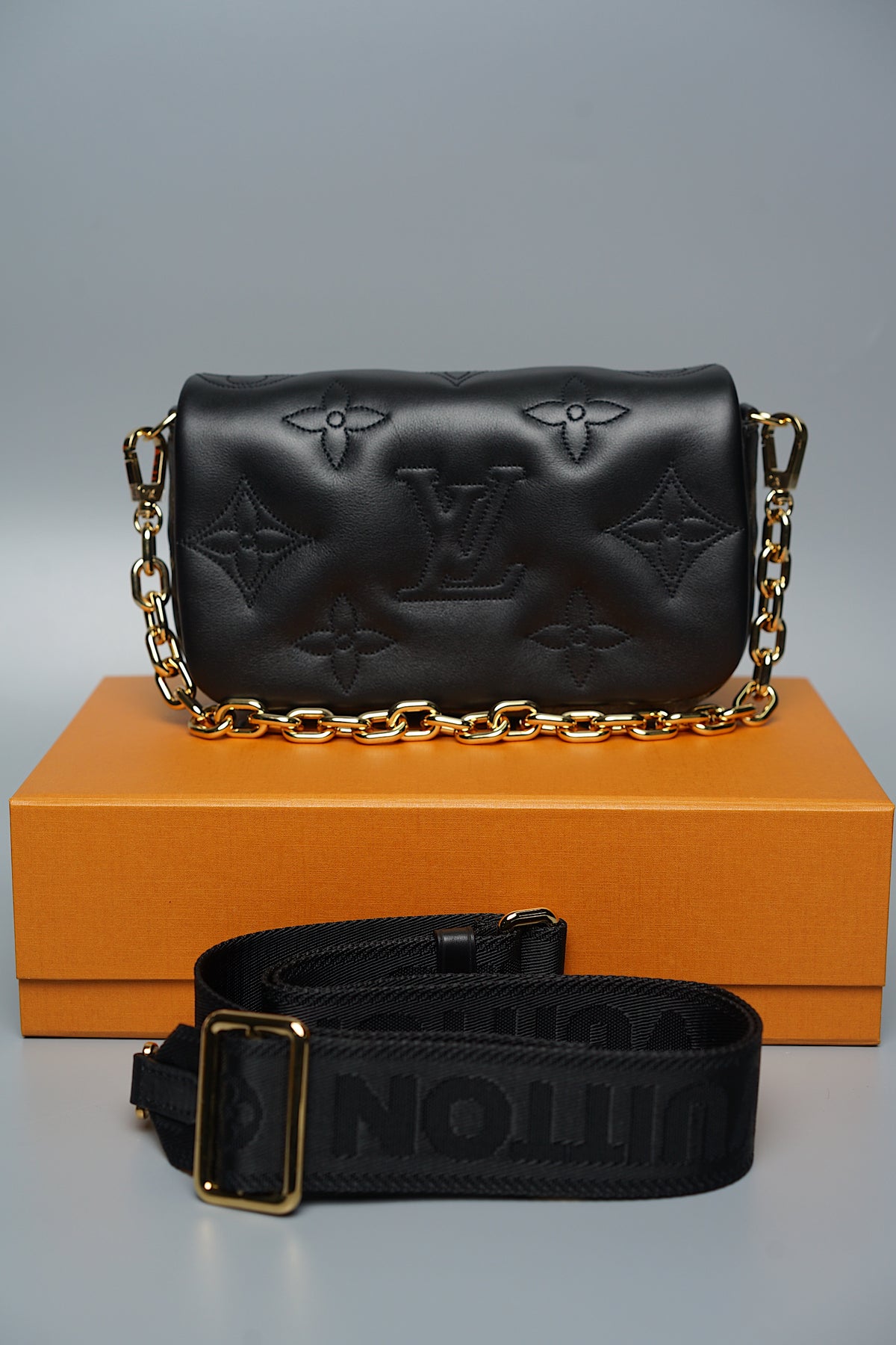 LV Wallet On Strap BubbleGram in Black Ghw (Brand New)– ORANGEPORTER