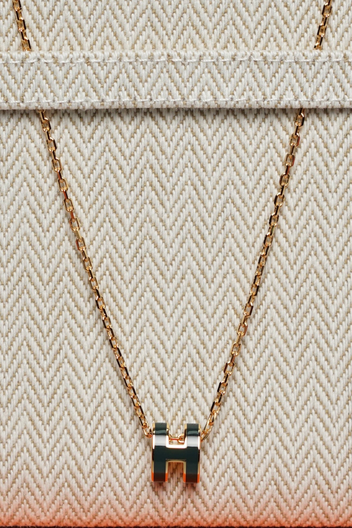 Hermes Mini Pop H Necklace in Vert Cypres Ghw (Brand New)– orange porter