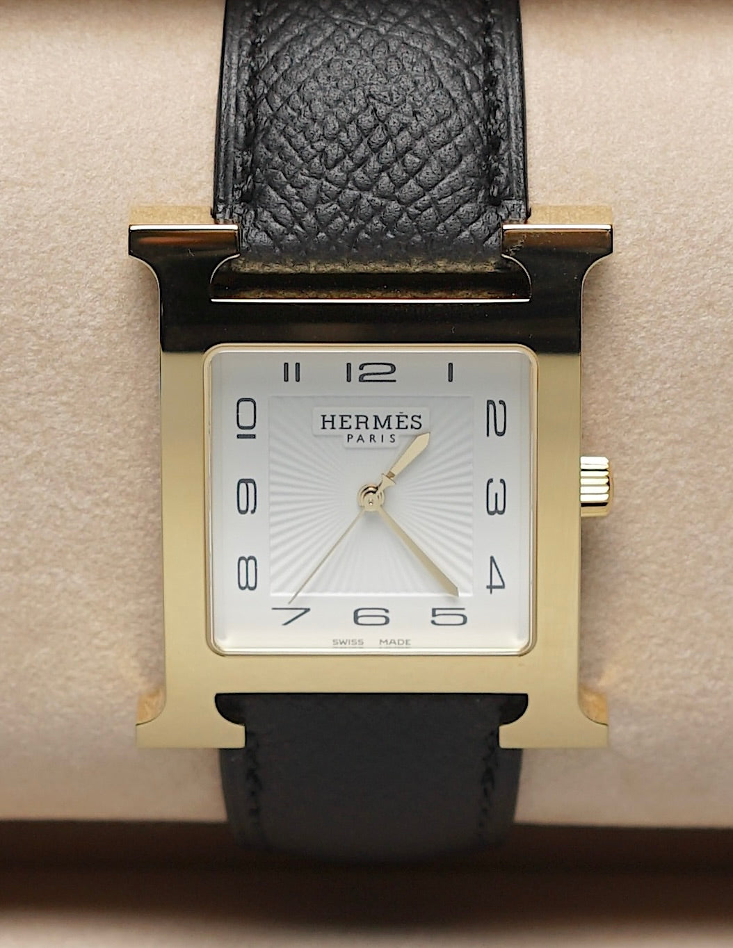 Hermes Heure H Watch, Large Model, 34mm in Black Ghw (Brand New ...