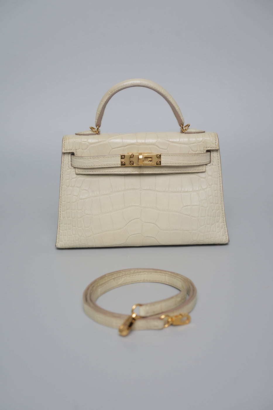 Hermes Kelly 20 in Beton Matte Croc Ghw– ORANGEPORTER