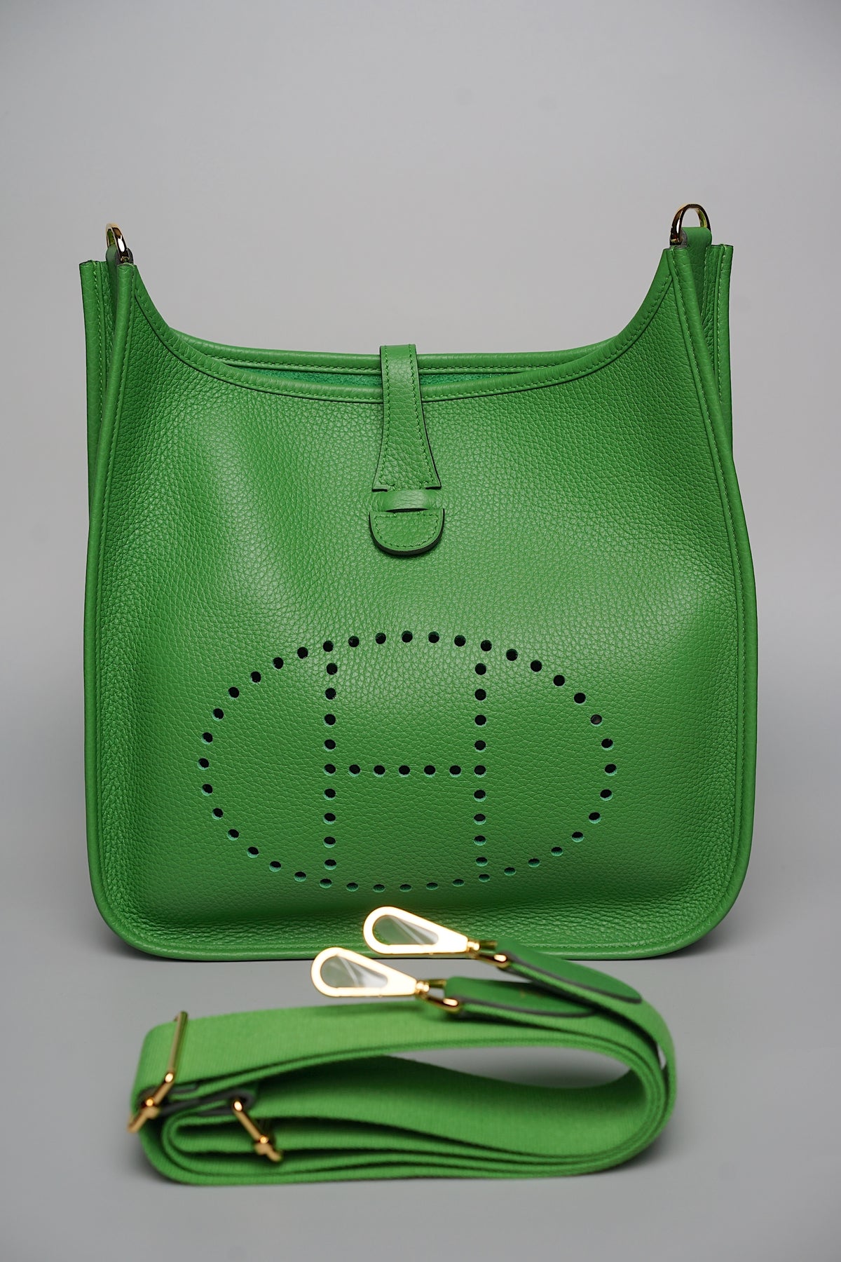 Hermes Evelyne 29 in Vert Yucca Ghw (Brand New)– orange porter