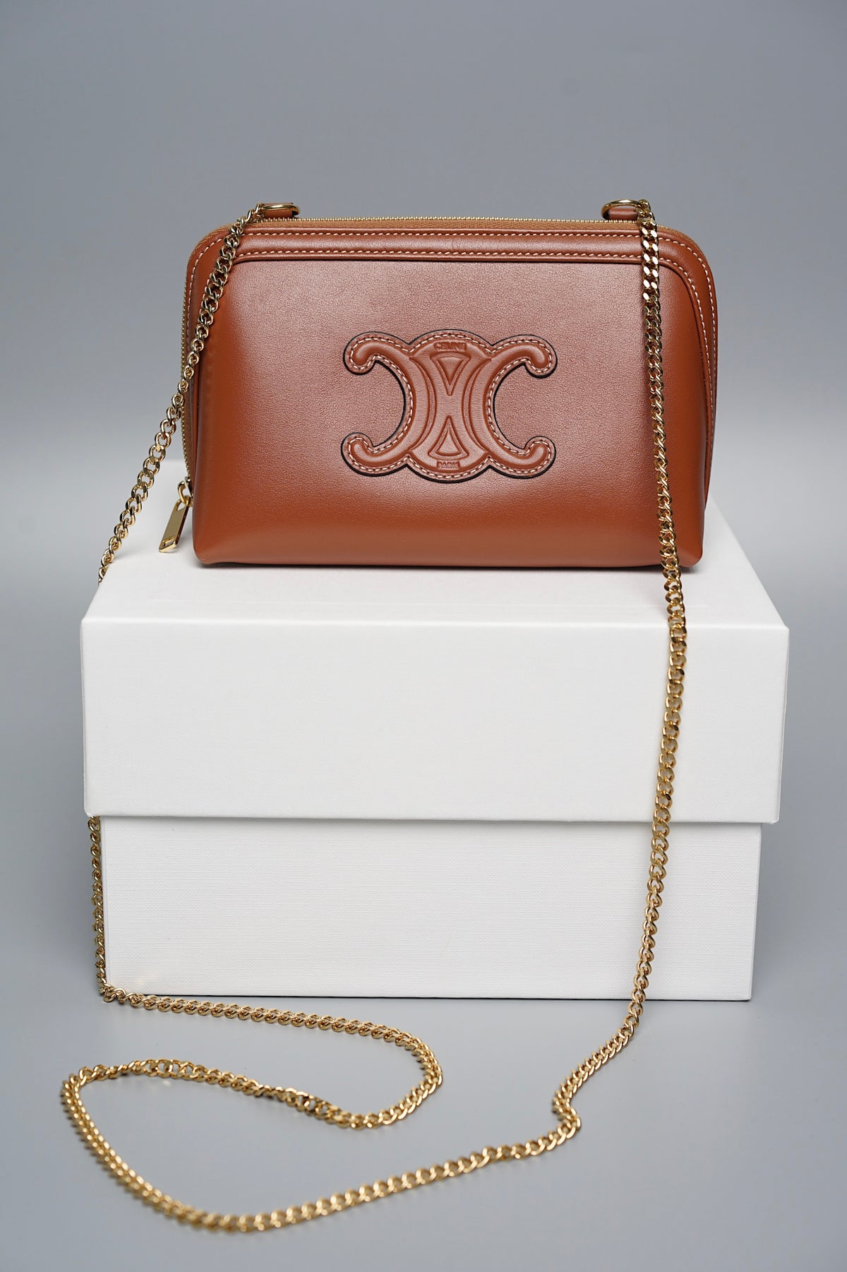 Celine Clutch on Chain in Tan (Brand New)– orangeporter