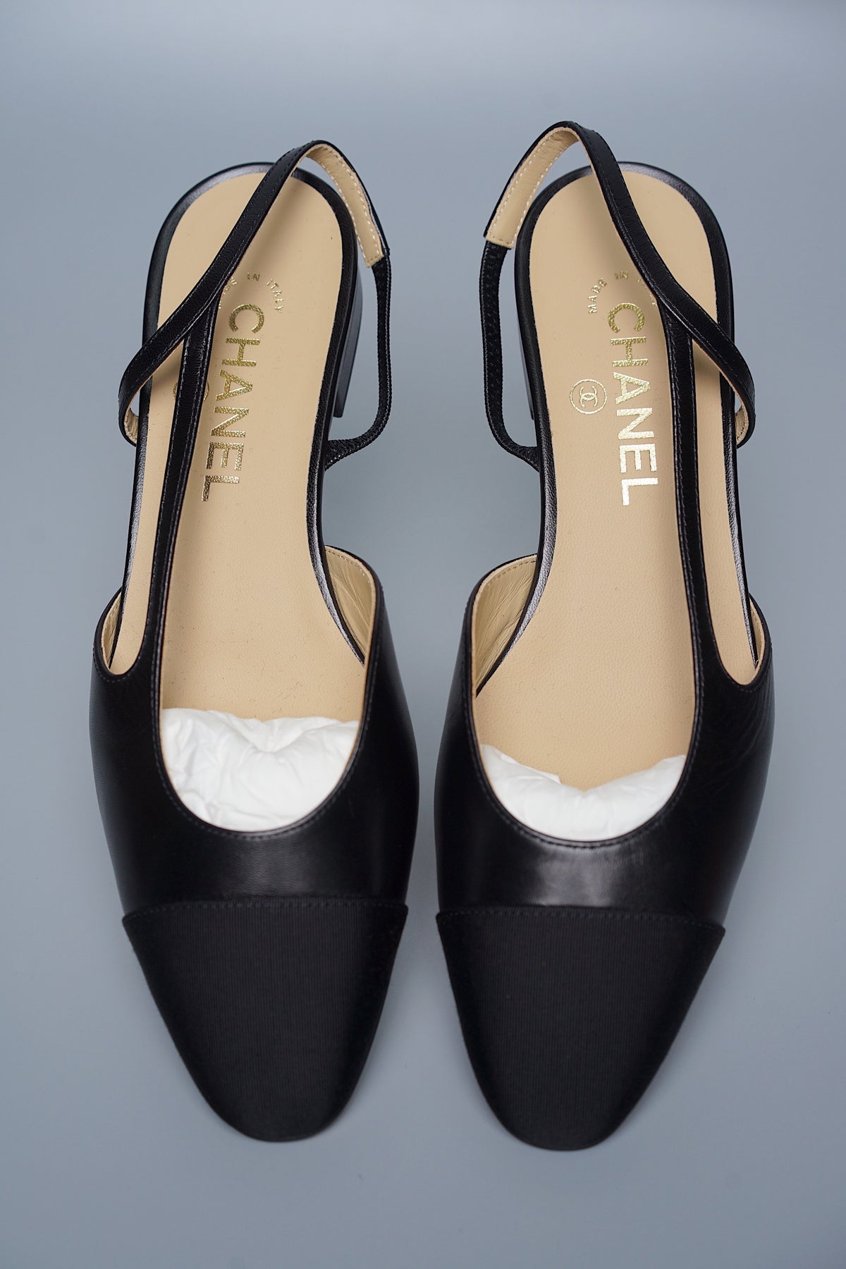 Chanel Black Sling-back in Size 38 (Brand New)– orangeporter