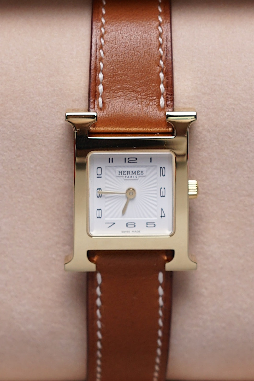 Hermes Heure H Watch, Small Model in Natural Barenia Ghw (Brand New ...