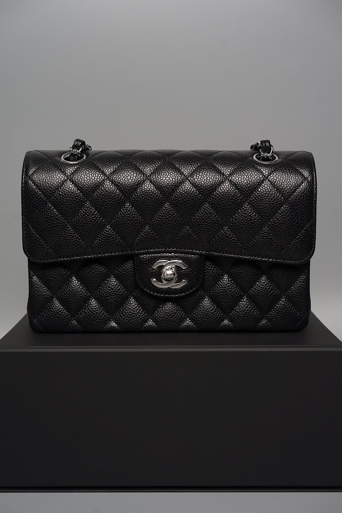 Chanel Small Double Flap in Black Caviar Shw (Brand New)– orange porter