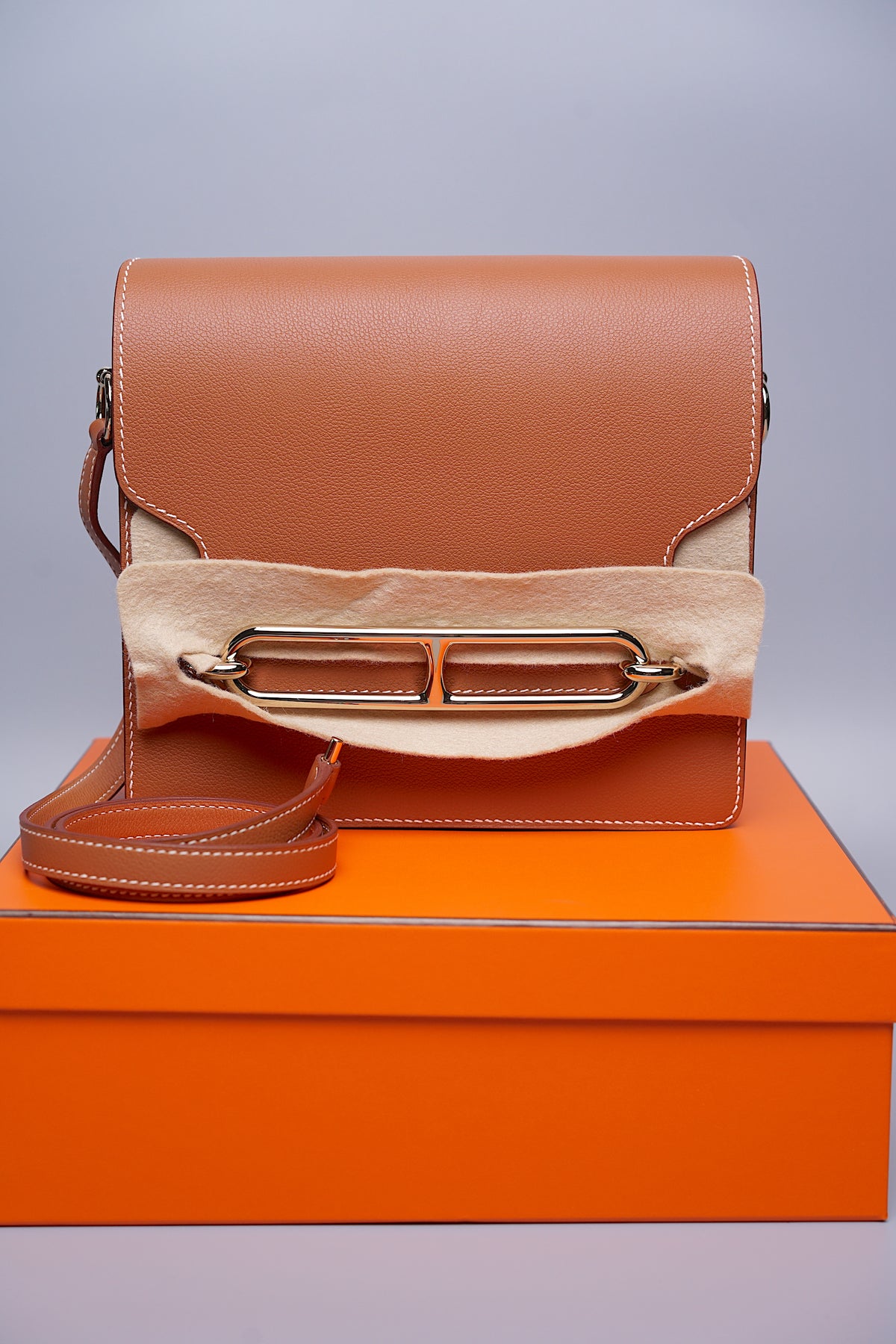 Hermes Roulis 23 in Gold Phw (Brand New)– orange porter