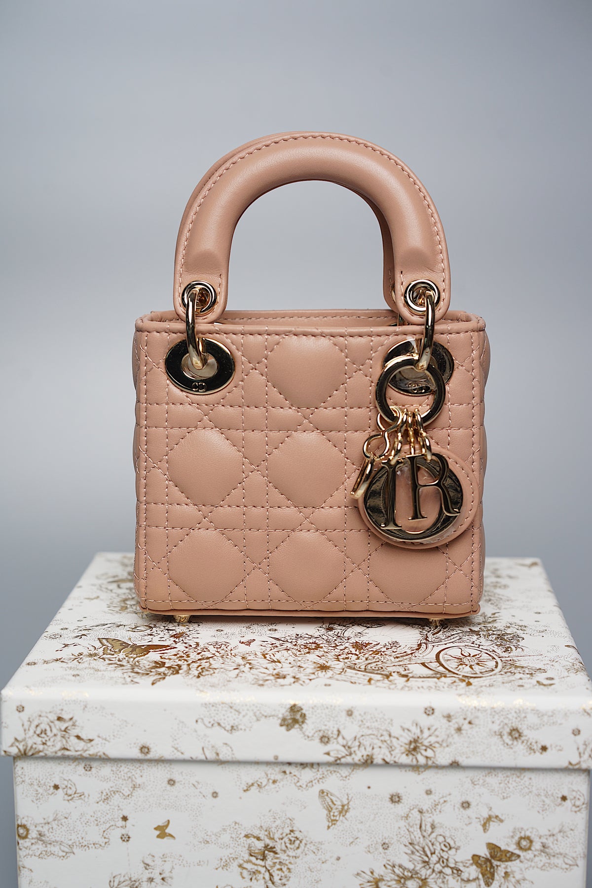 Micro Lady Dior in Blush Cannage (Brand New)– orange porter